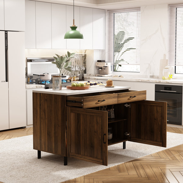 Wade Logan® Sturbridge 47.2'' Kitchen Island with Solid + Manufactured ...