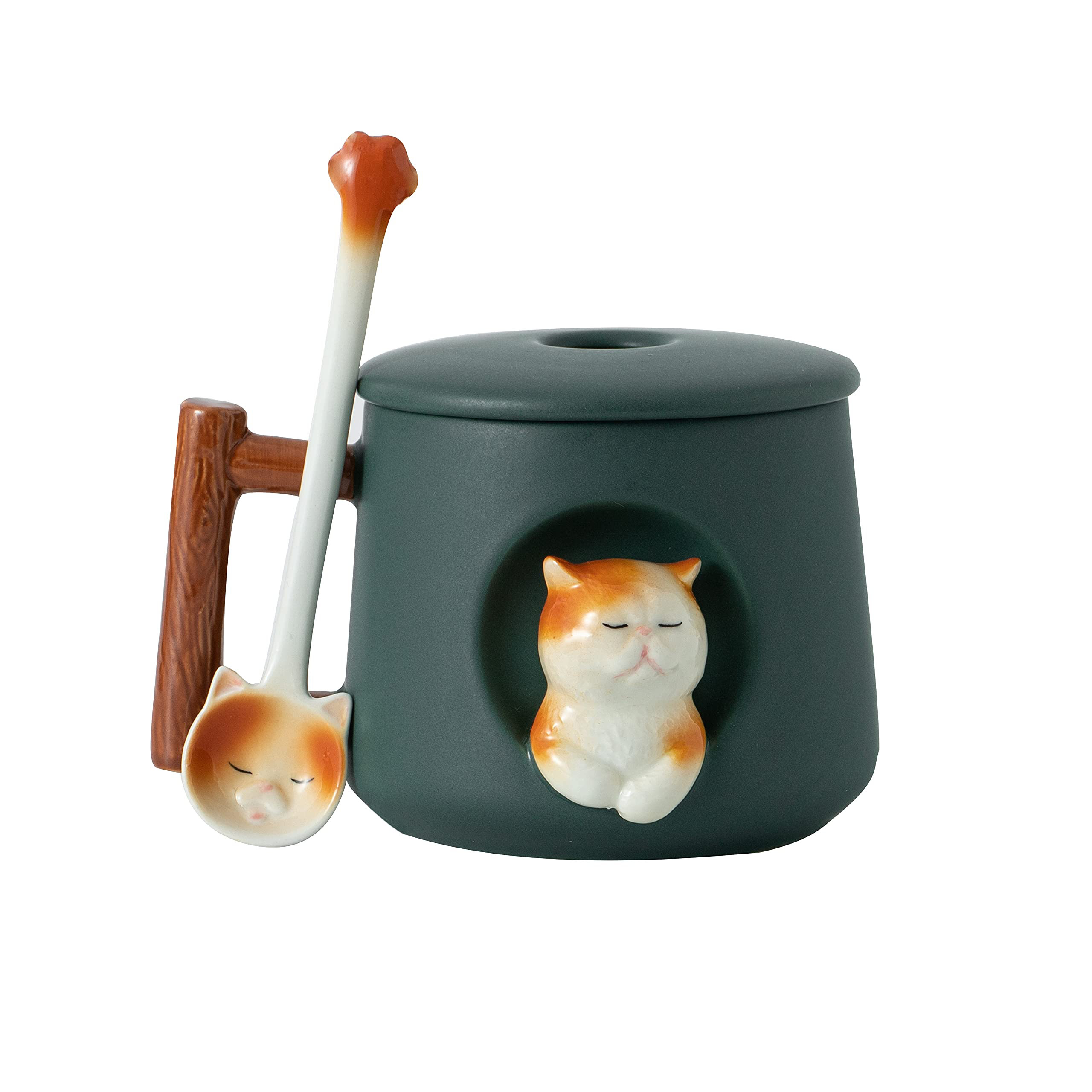 SHIRLEY'S OFFICE FURNITURE, LLC Adorable 3D Ceramic Cat Mug With Lid ...