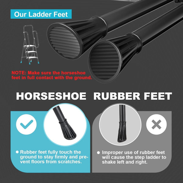 WFX Utility™ 3 Step Ladder with Handrails, Folding Step Stool with ...