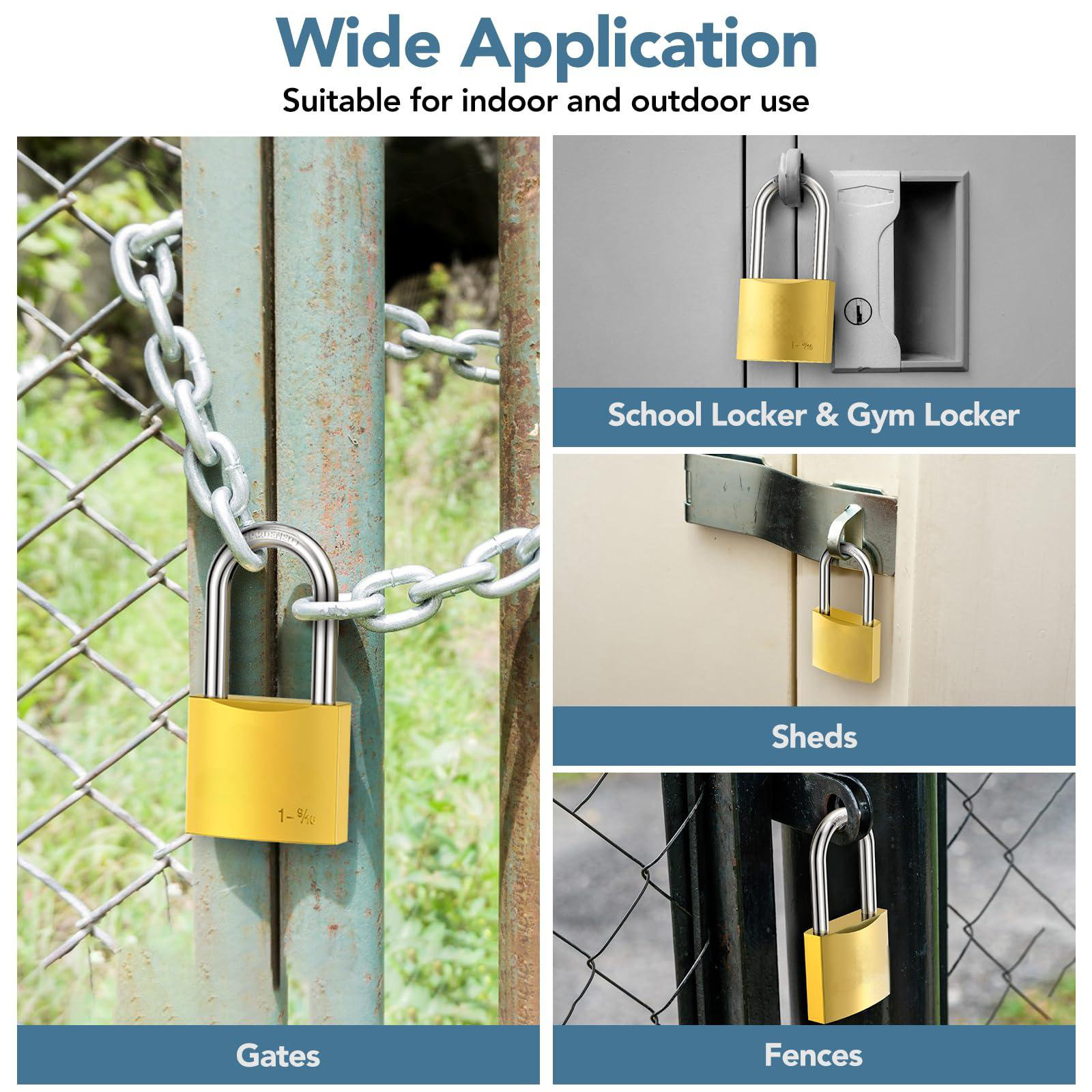 tangmaikeji Weatherproof Padlock With Key (Keyed Alike) - Heavy Duty ...