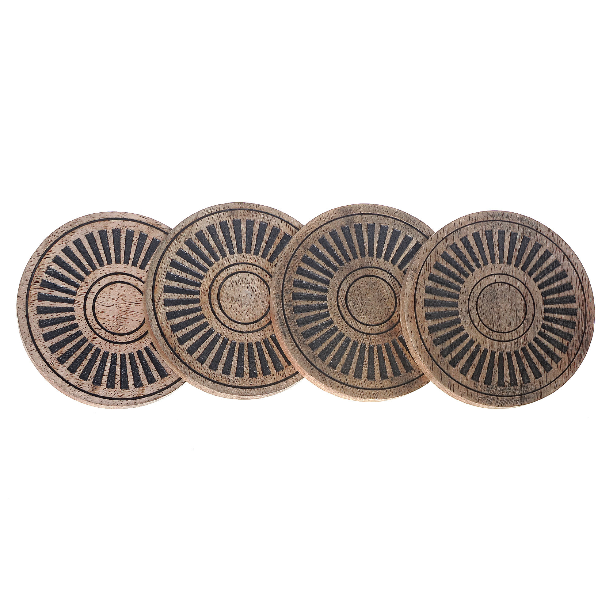iH casadécor Ih Casadecor Wood Round 4 Piece Coaster Set | Wayfair