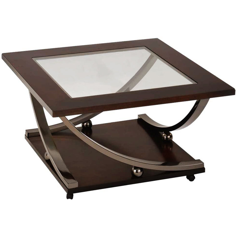 Asencion Coffee Table, Tempered Glass Table Top, Square Coffee Table ...