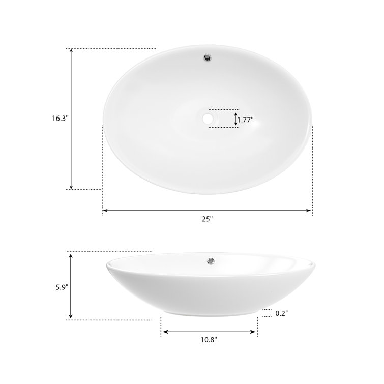 ELLAI Bathroom Vessel Sink Oval Art Sink Vanity Above Counter Top Mount ...