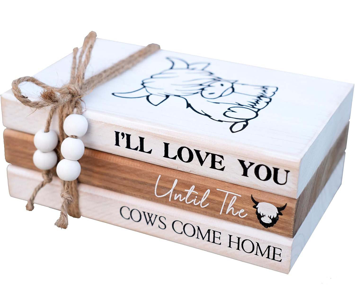 Gracie Oaks Farmhouse Wooden Decor Book Stack Rustic Faux Book Stacks ...