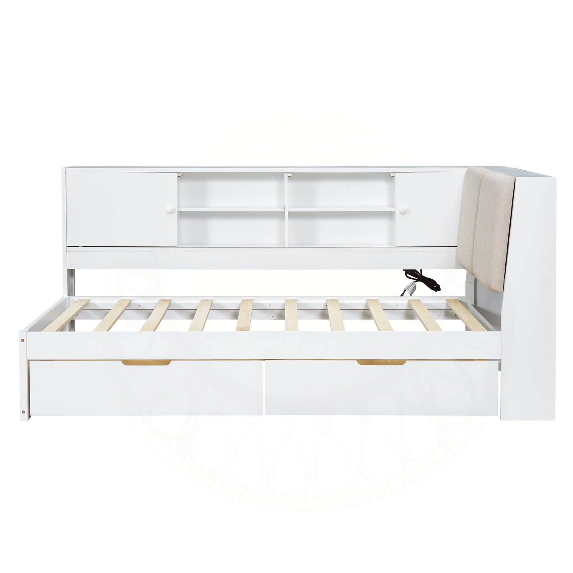 Latitude Run® Versatile Wooden Twin Hartline with Multiple Storage ...