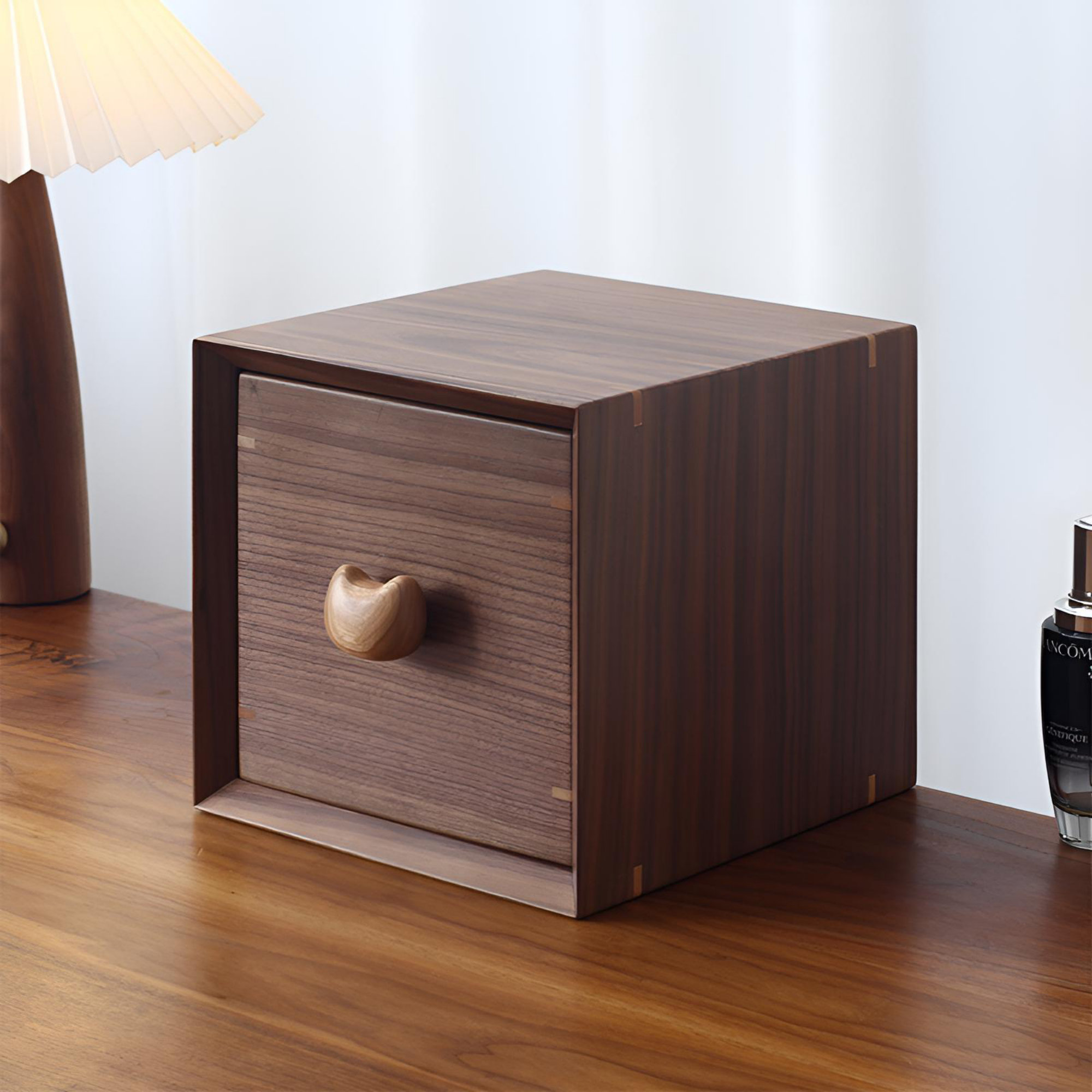 lingfan Walnut Desktop Large Capacity Storage Box, Simple Drawer Style ...