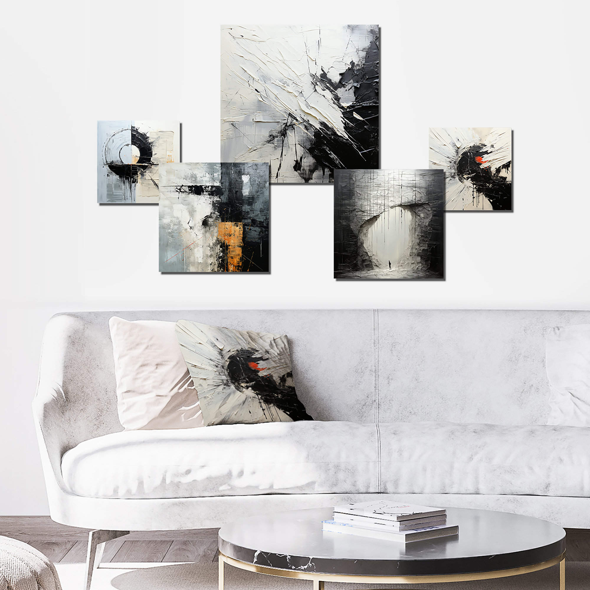 Brayden Studio® Geometric Moon Eclipse - Abstract Painting Wall Art Set ...
