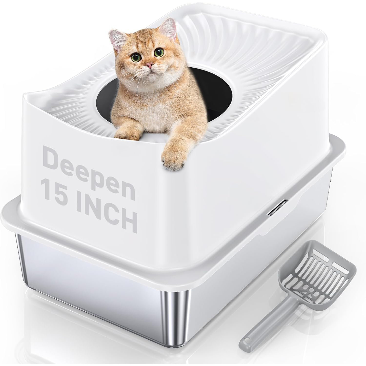 Tucker Murphy Pet™ Stainless Steel Top Entry Litter Box for Big Cats ...