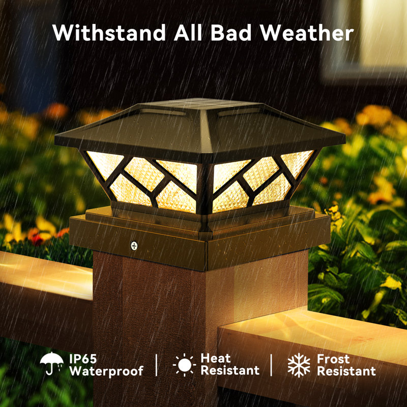 LETMY Solar Powered Integrated LED Fence Post Cap Light Pack & Reviews ...