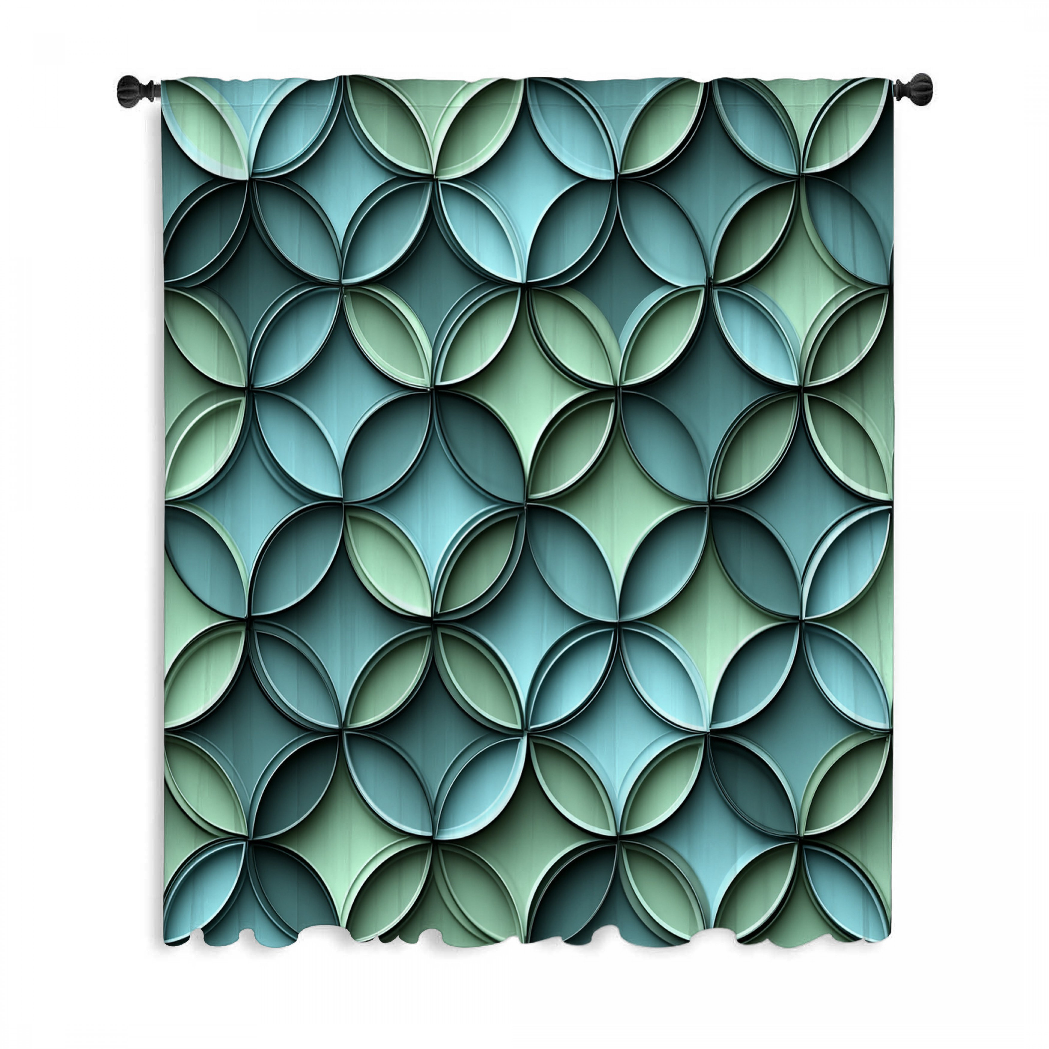 Corrigan Studio® Circles Window Curtains, Geometric Blockout & Sheer ...