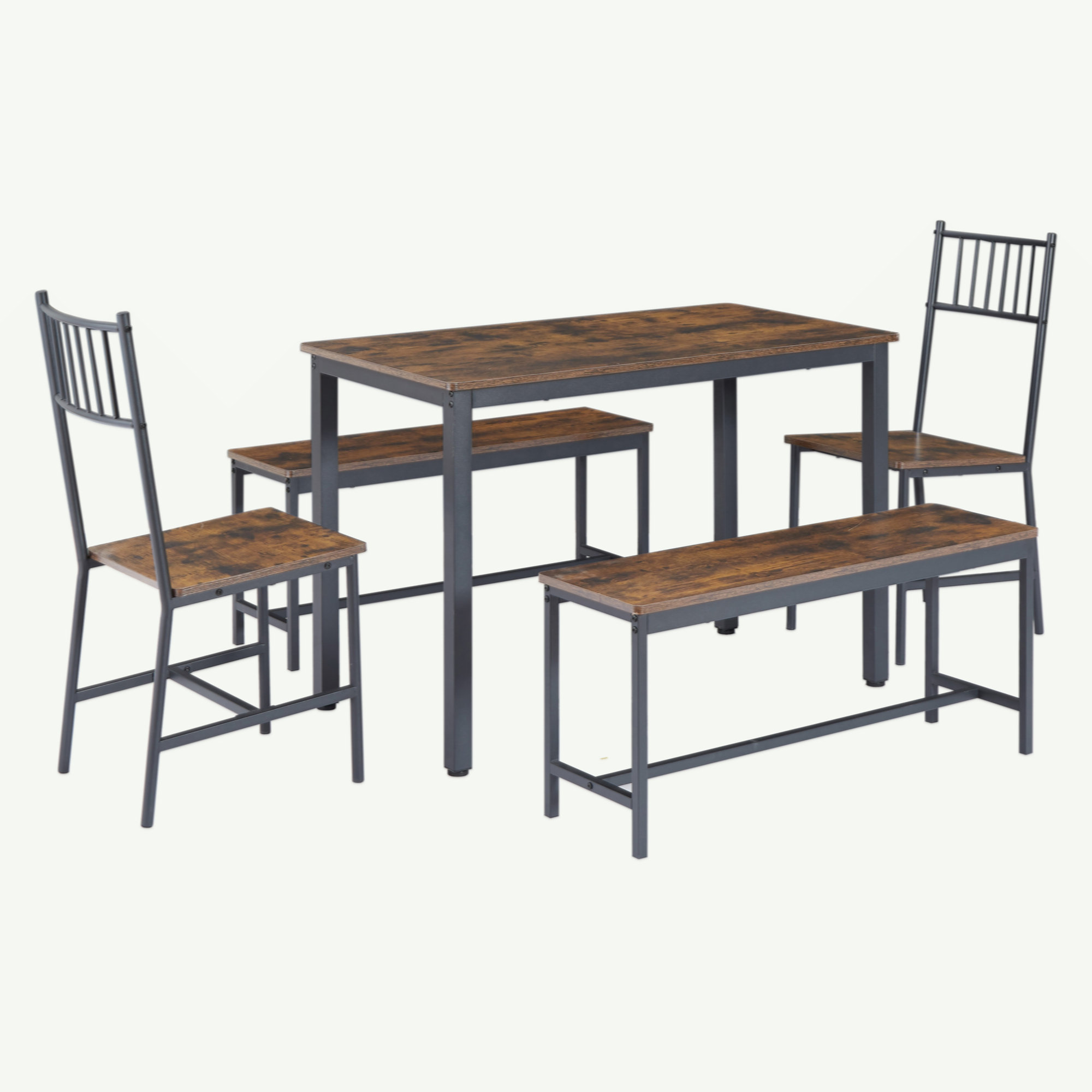 17 Stories Dining Table Set, Barstool Dining Table With 2 Benches 2 ...