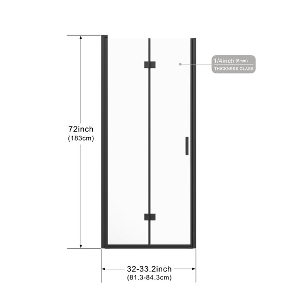 SnugglySolace 34" Wide Shower Door - 72" Tall Tempe Glass Finish ...