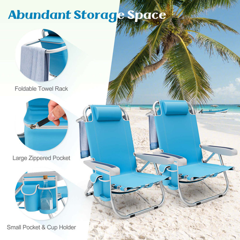Arlmont & Co. 1 Pcs Folding Beach Chair For Adult Lightweight Aluminum ...
