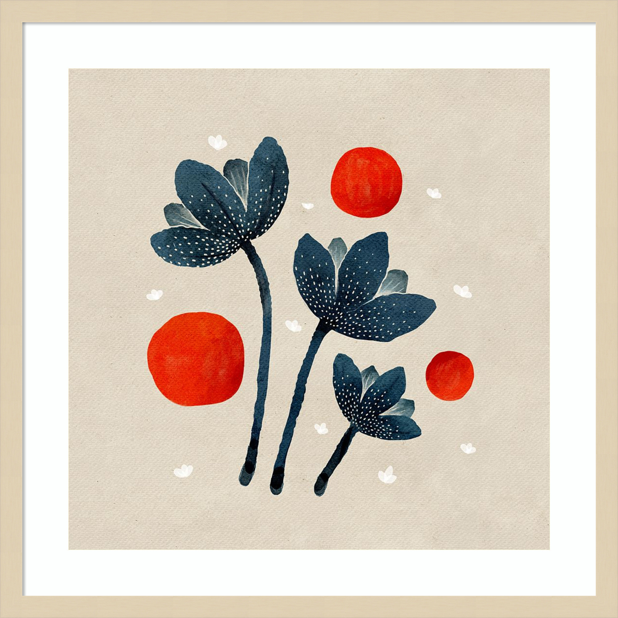 Lark Manor Blue Flowers II by Katie Oshea Wood Framed Wall Art Print ...