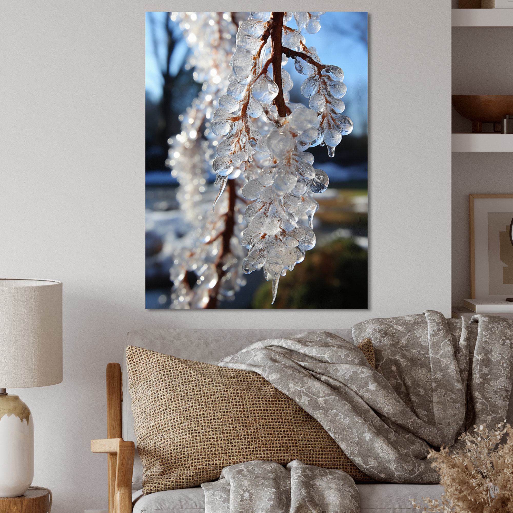 Ebern Designs Icy Tree In Winter II - Floral Metal Wall Decor | Wayfair