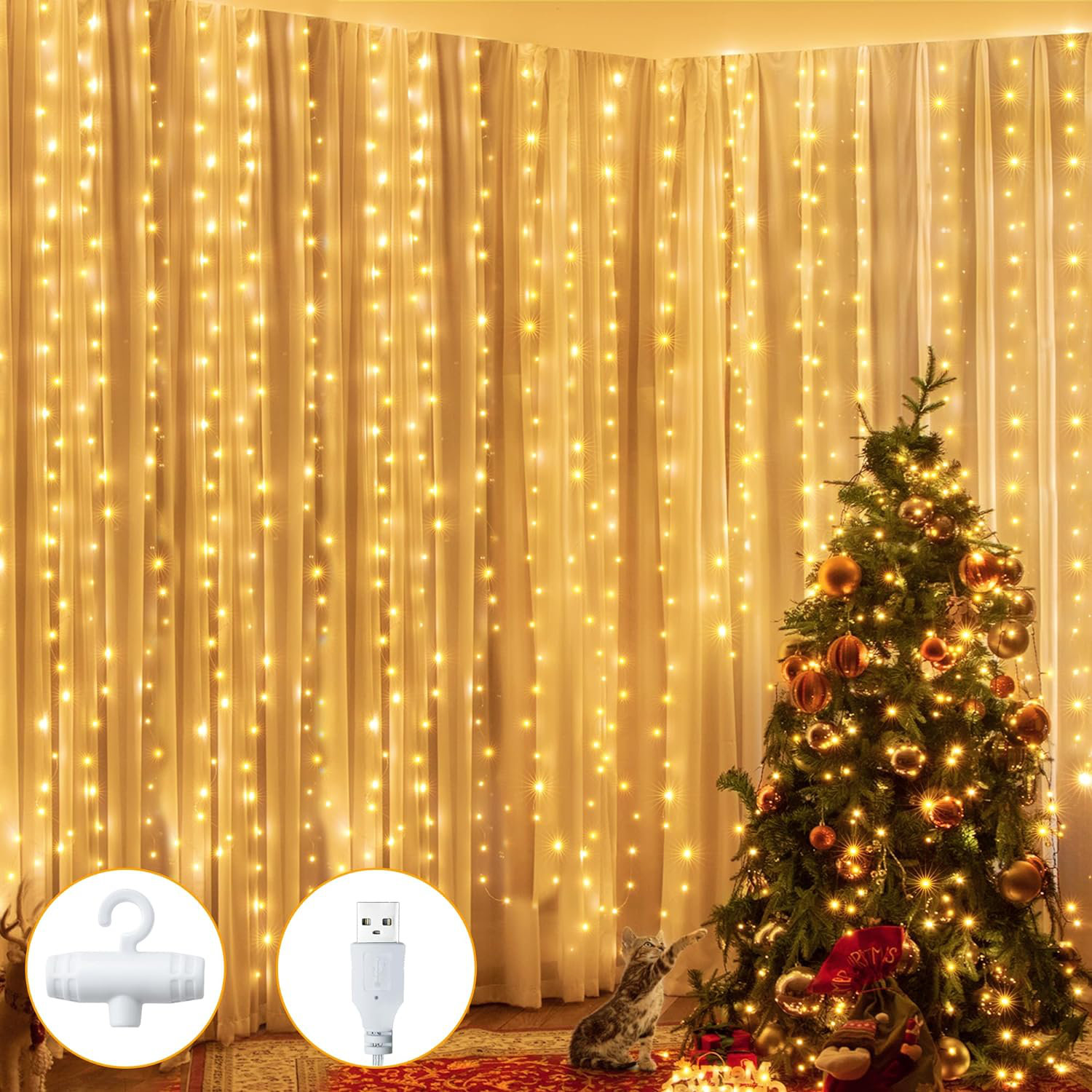 Arlmont & Co. Belva Outdoor 200 - Bulb 80'' Plug-in LED Curtain String ...