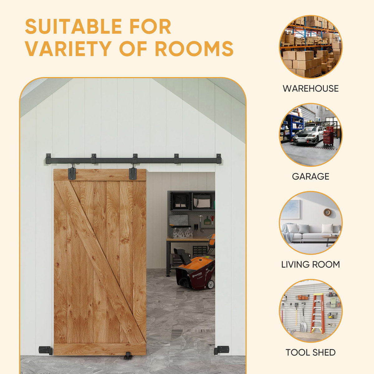 JIEKUOZONGZHUAN Box Track Exterior Barn Door Hardware Set, Heavy-Duty ...