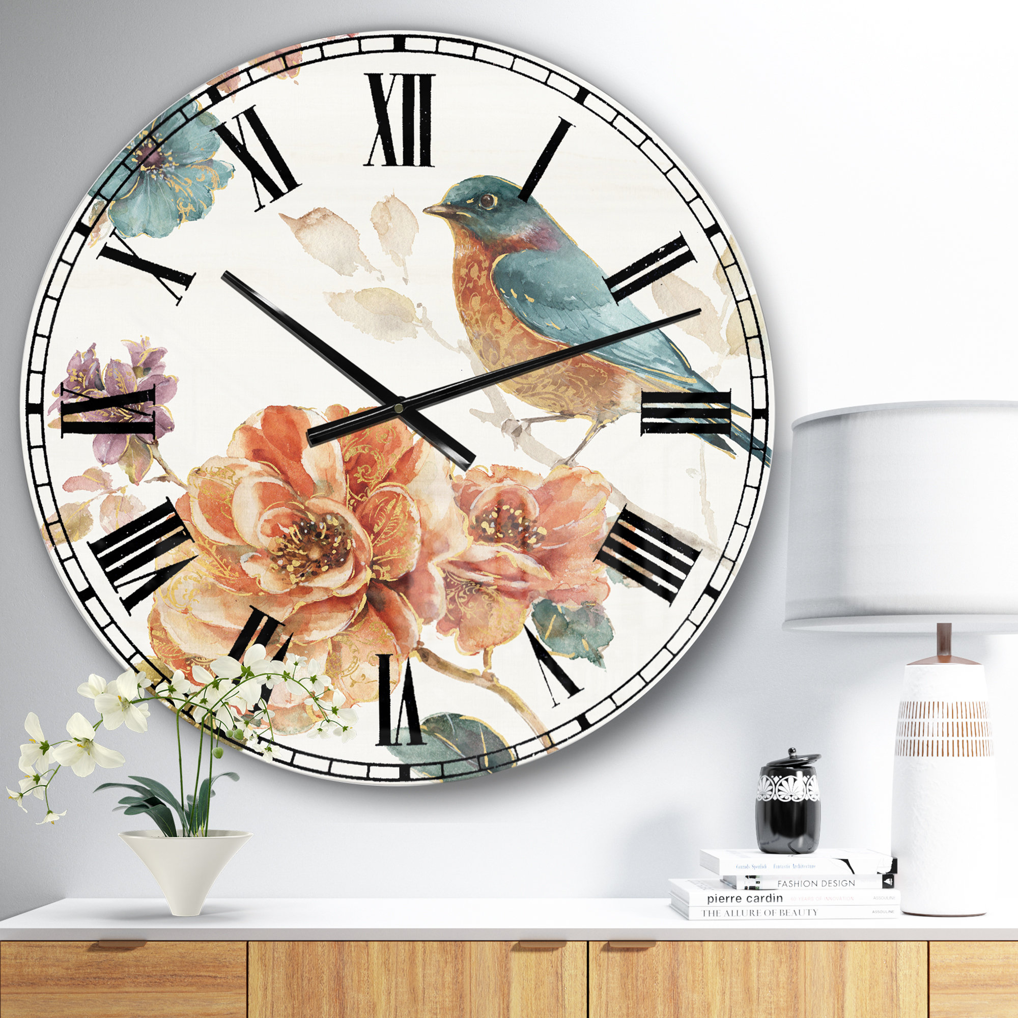 The Twillery Co. Swigart Oversized Farmhouse Bird on Flower Twig Wall ...