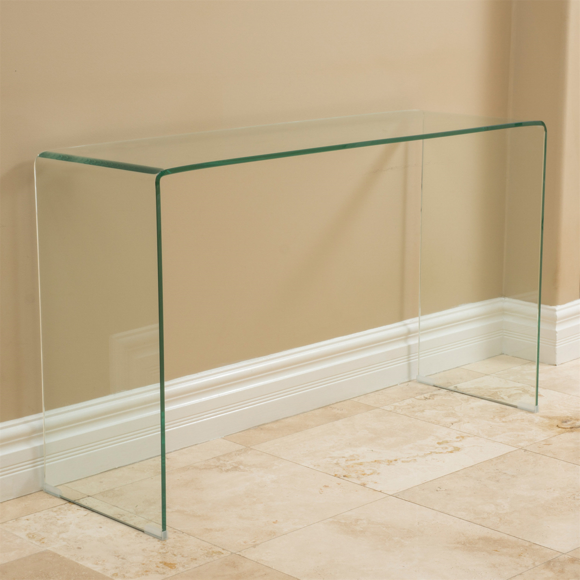 Ivy Bronx Modern Tempered Bent Glass Console Table, Durable And Stylish ...