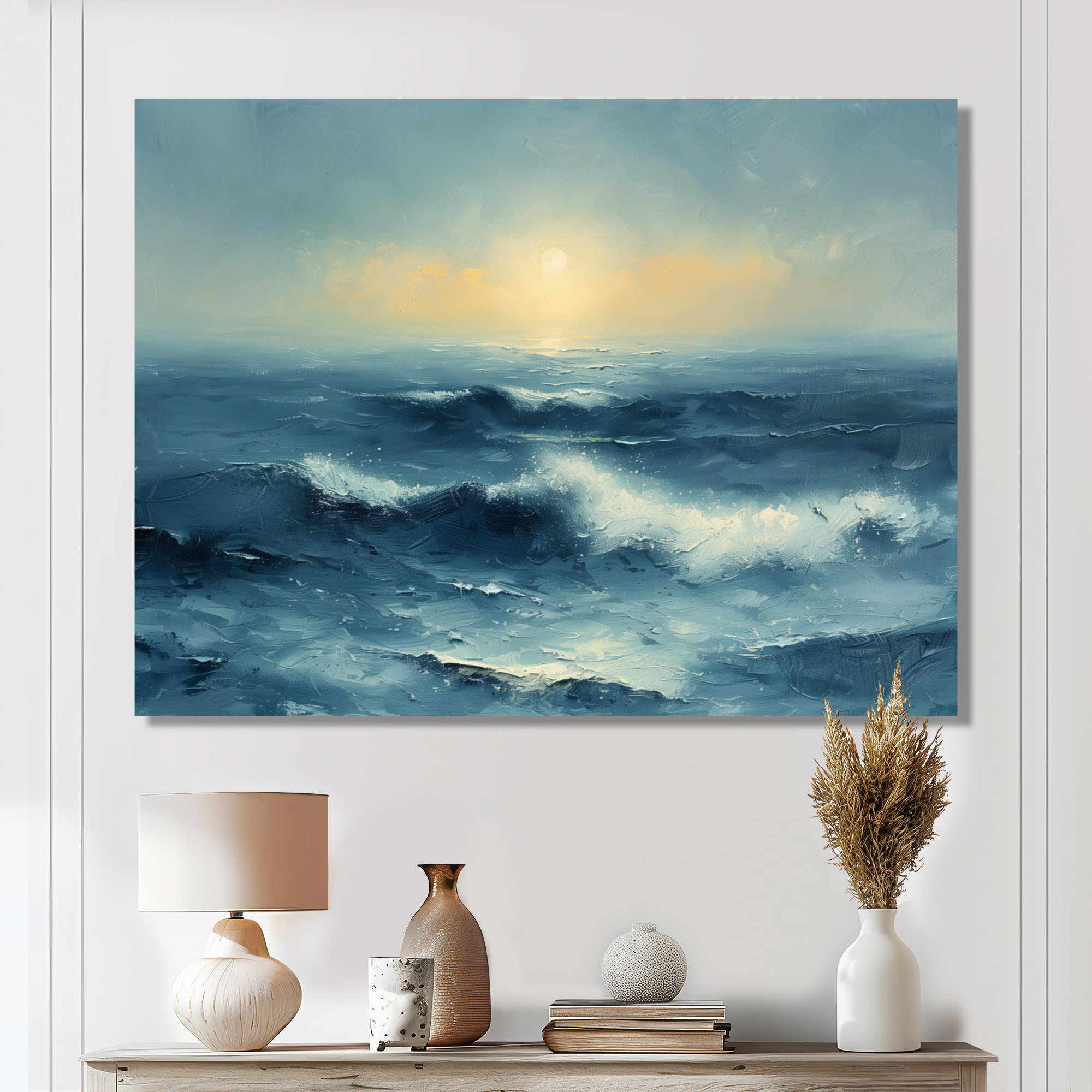 Highland Dunes White Blue Winter Cool Moonlit Waves - Coastal Waves ...