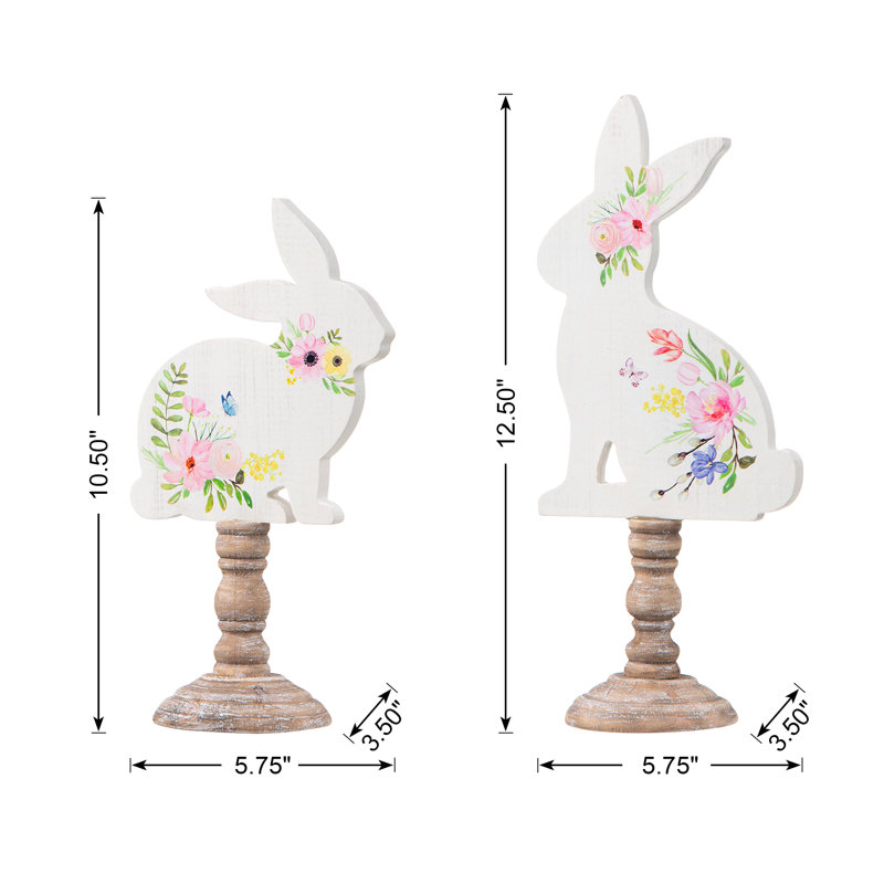The Holiday Aisle® 2 Piece Easter Wooden Bunny Table Decor Set ...