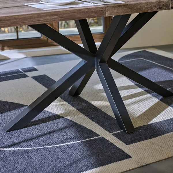 17 Stories Thommy 71" Oak MDF Wood Extendable Pedestal Dining Table ...