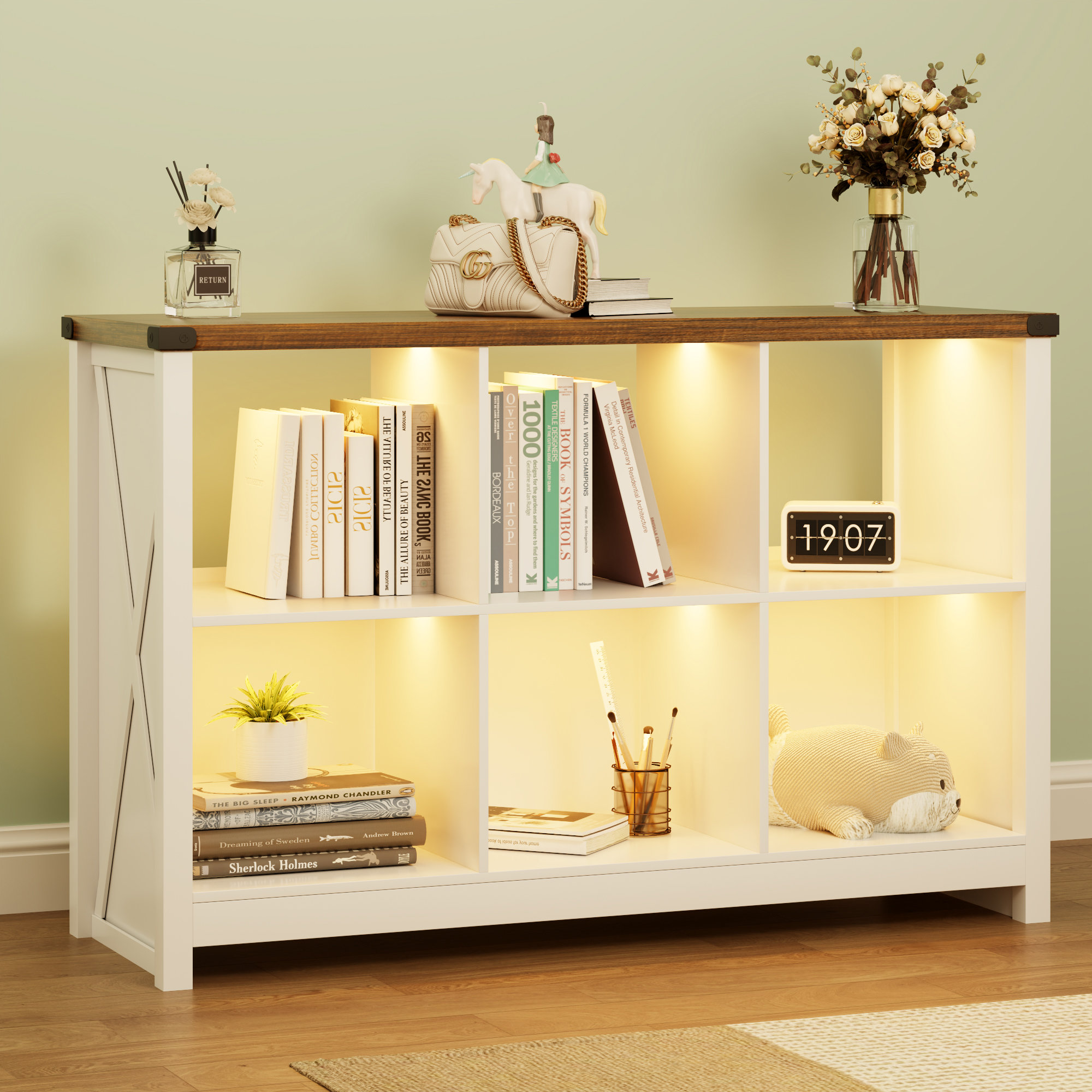 Gracie Oaks Drumlee 45" Wide Storage Bookcase With LED Light & Reviews ...