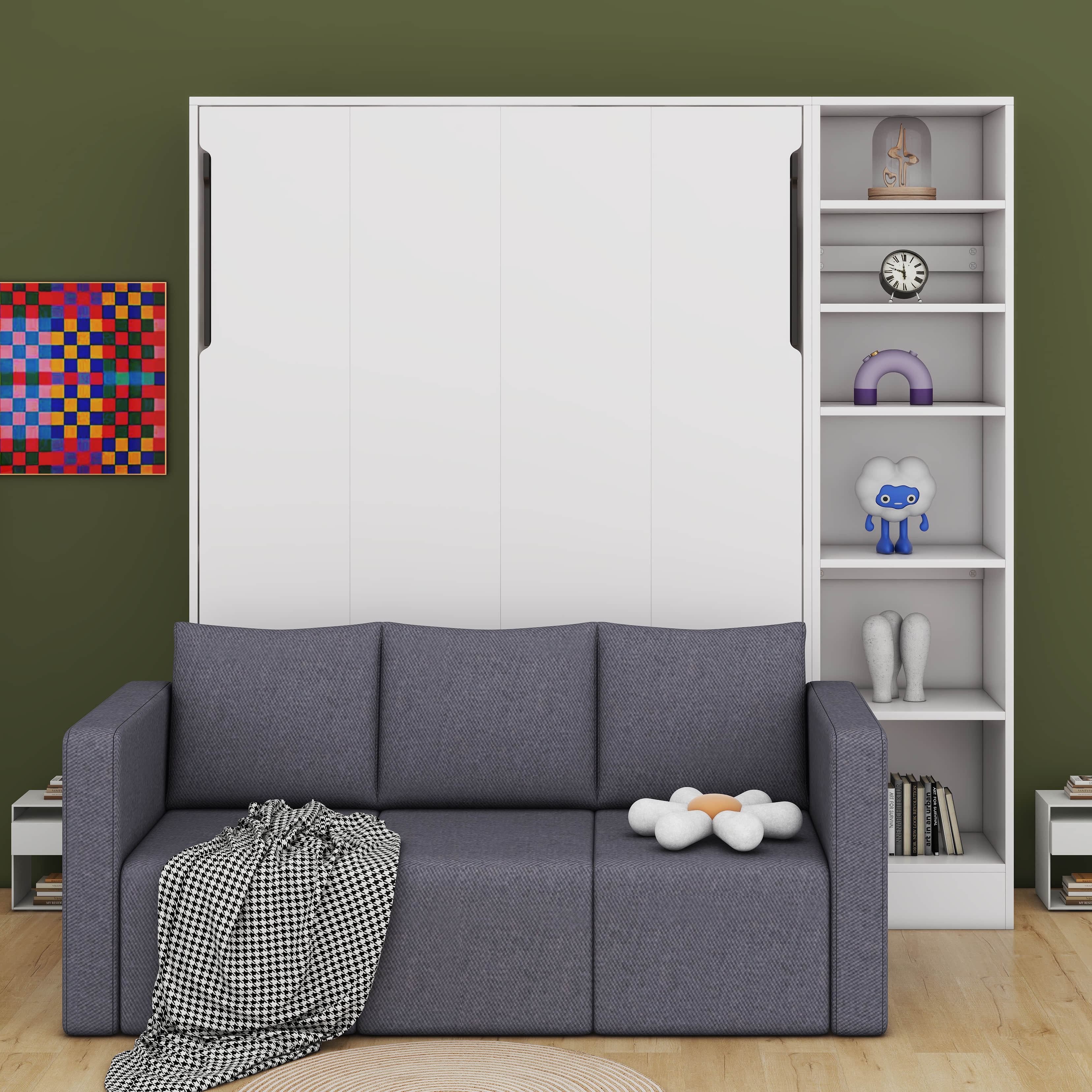 Harriet Bee Full Size Murphy Bed Wall Bed With Sofa,With Shelves ...