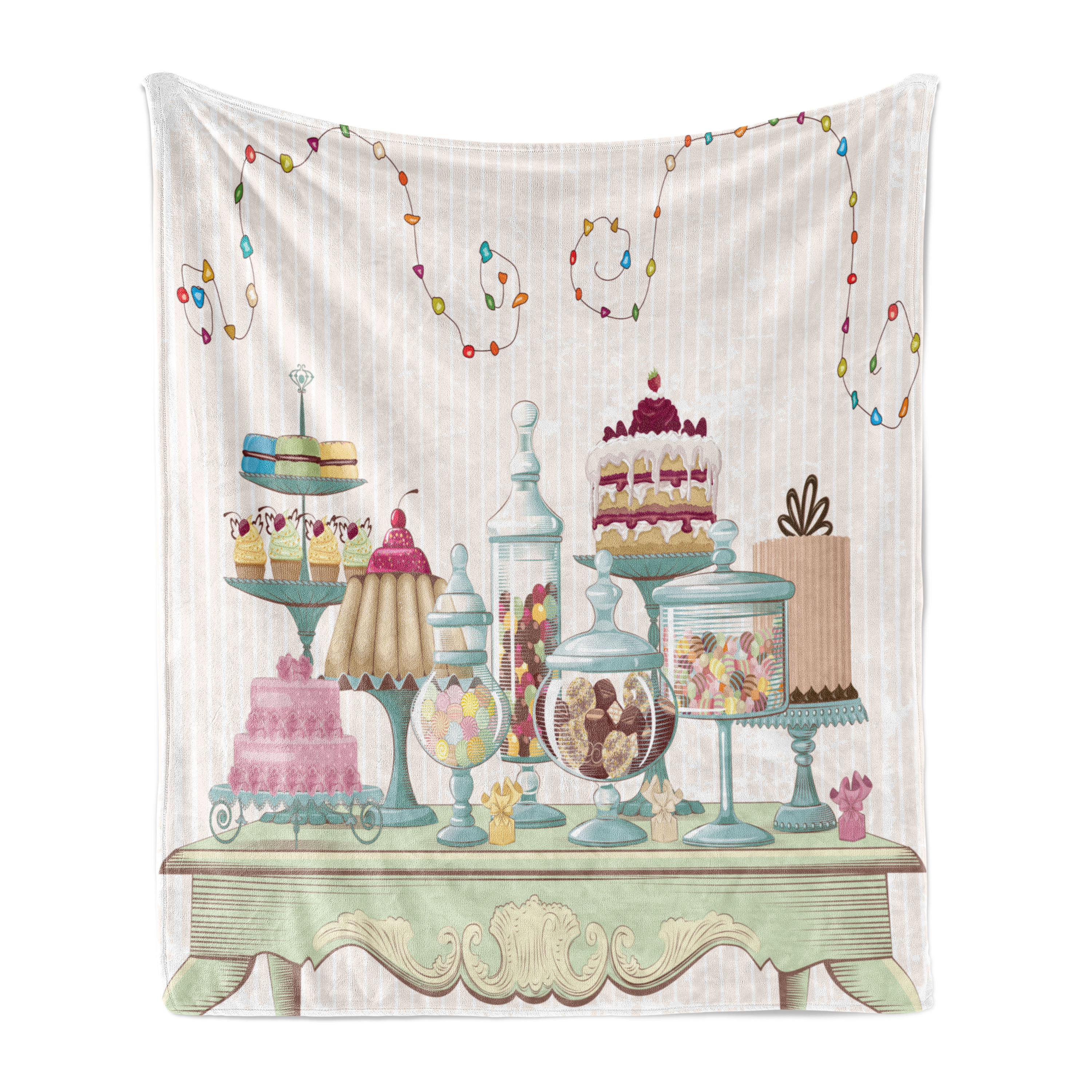 Ambesonne Cookie Fleece Throw Blanket Cakes Glass Jars on a Table ...