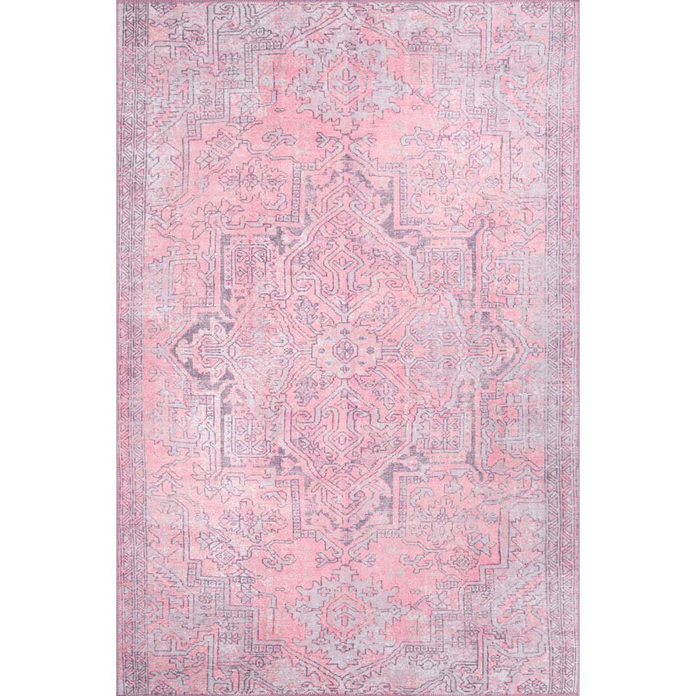 Bungalow Rose Blues Vintage Pattern Woven Base Decorative Pink Rug ...