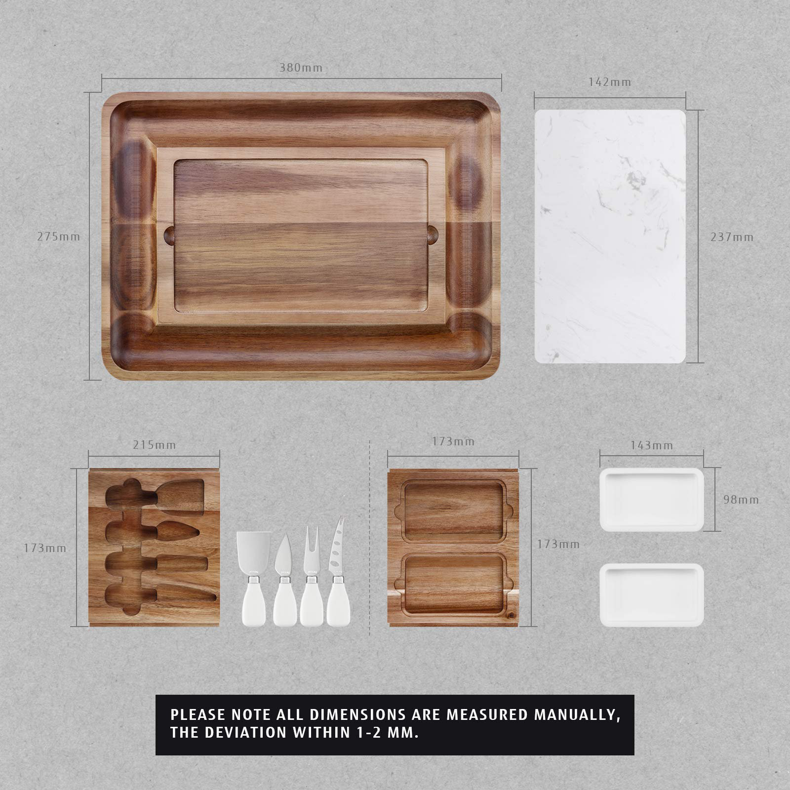 Belfry Kitchen Cheese Board Set, Cheese Platter With 2 Slide-Out ...