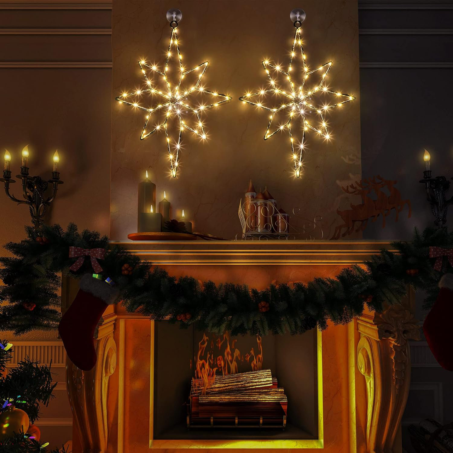 The Holiday Aisle® 2 Pack 16" Large Christmas Window Light Decorations ...