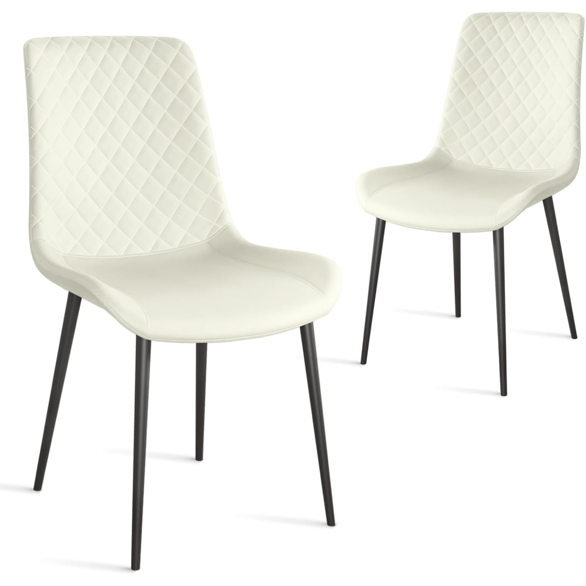 Latitude Run® Modern White Pu Dining Chairs With Metal Legs For ...