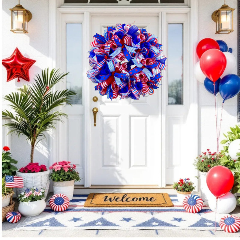The Holiday Aisle® Patriotic 4Th Of July Deco Mesh Wreath | Wayfair
