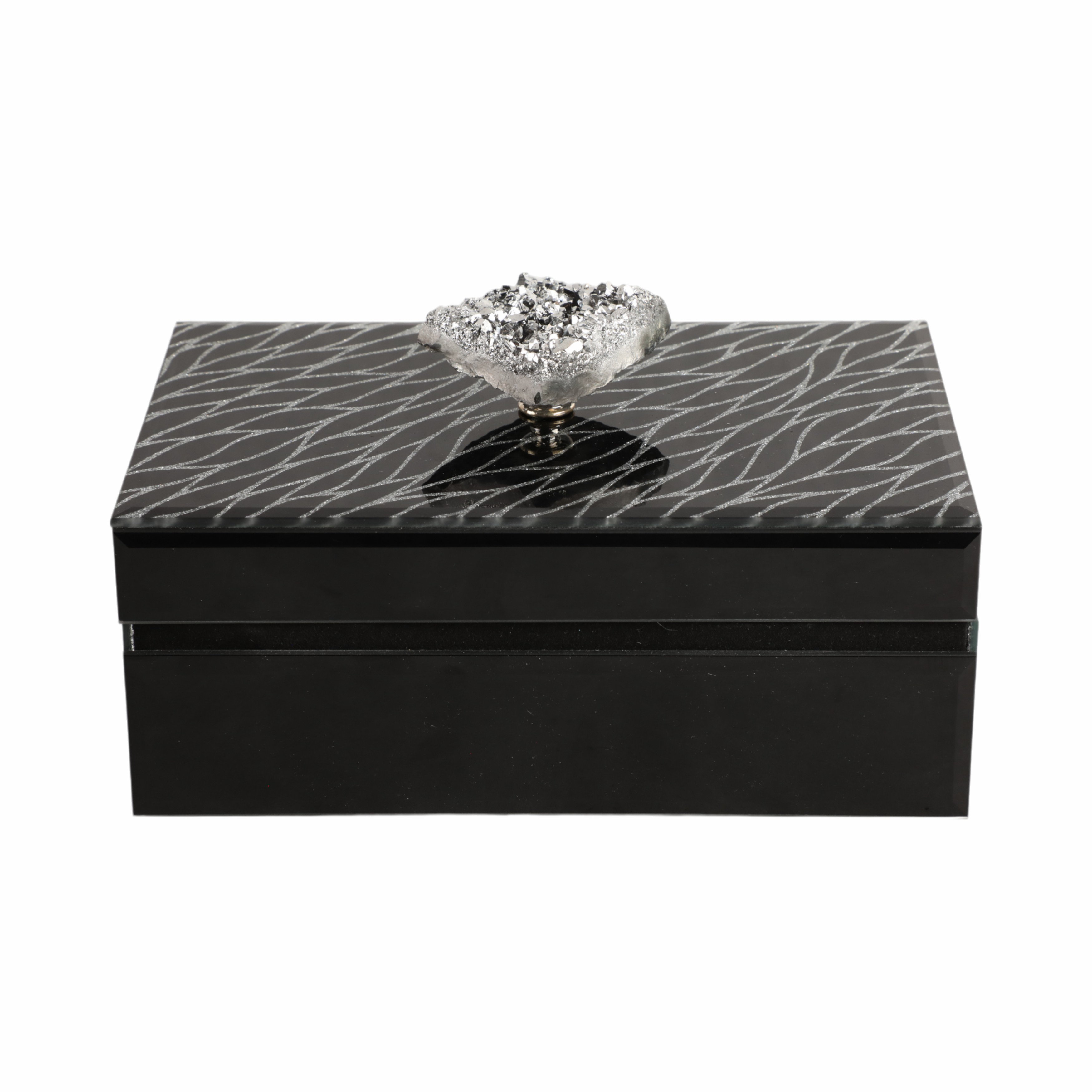 Ivy Bronx Crystal And Stone Embellished Glass Jewelry Box With MDF ...