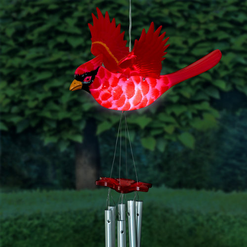 Exhart Solar WindyWings Cardinal Wind Chime, 10 by 9 Inches | Wayfair
