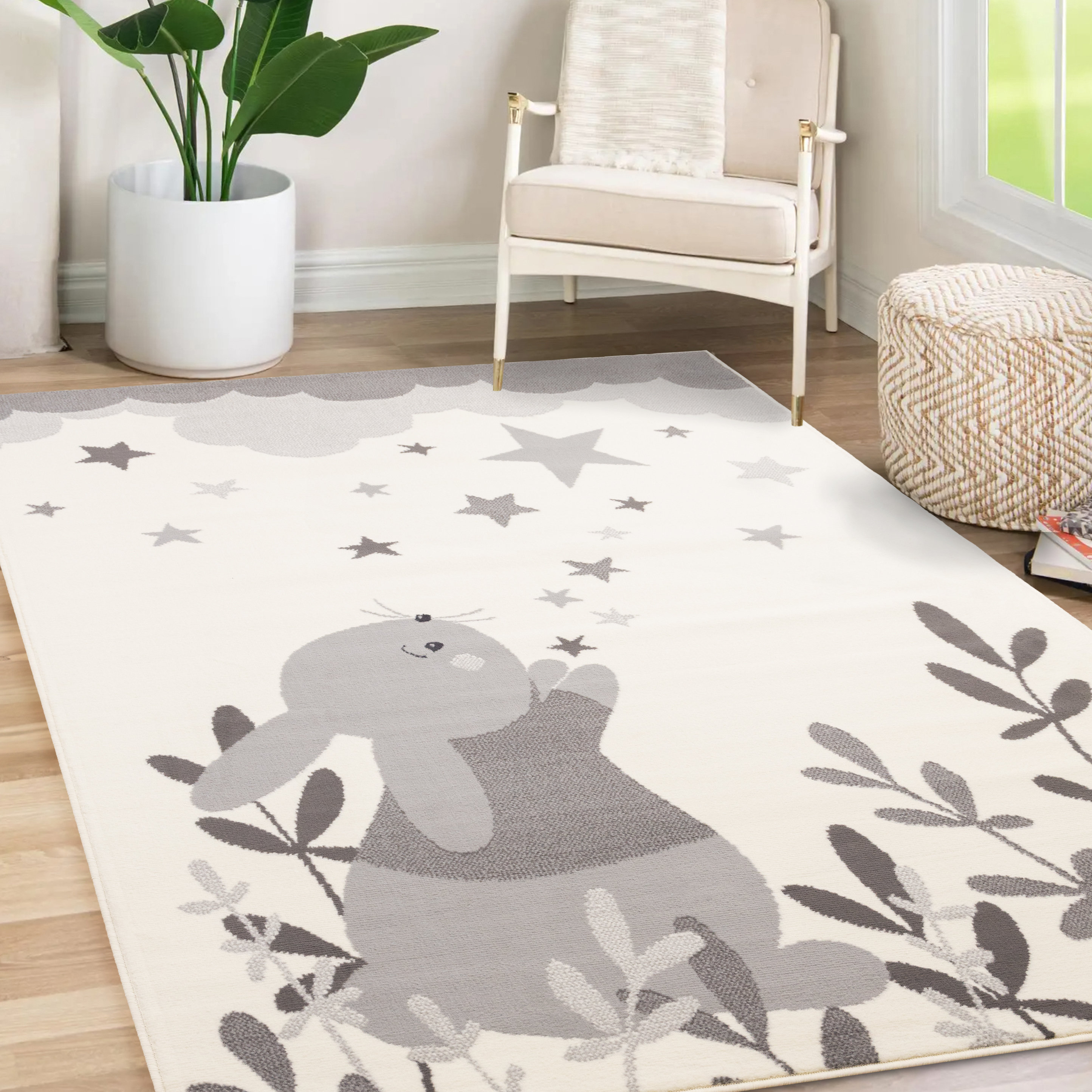 Kalora Faira Neutral Kids Bunny Rug - Wayfair Canada