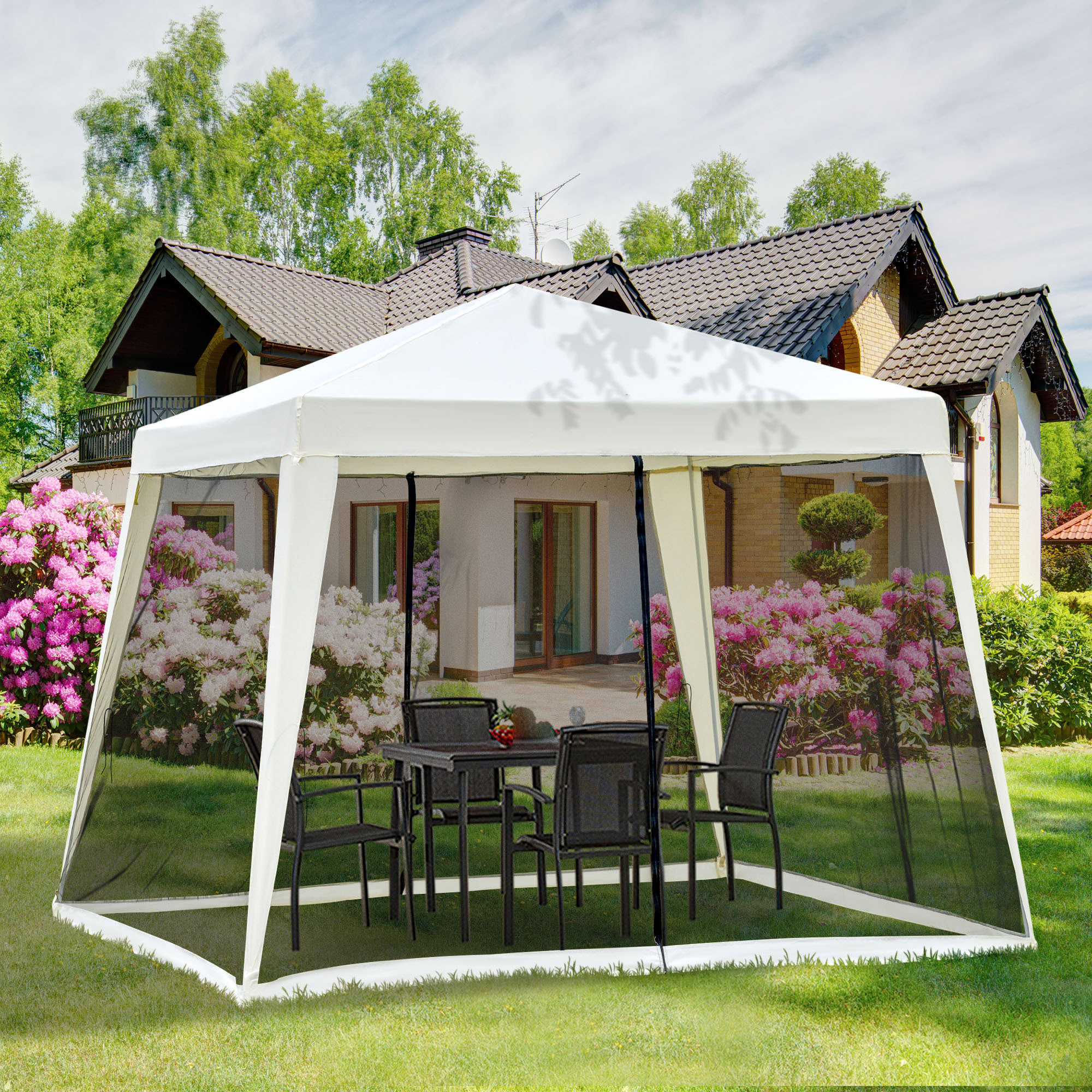 BVNECXP Outdoor Canopy Tent, Slant Leg Sun Shelter With Mesh Sidewalls ...