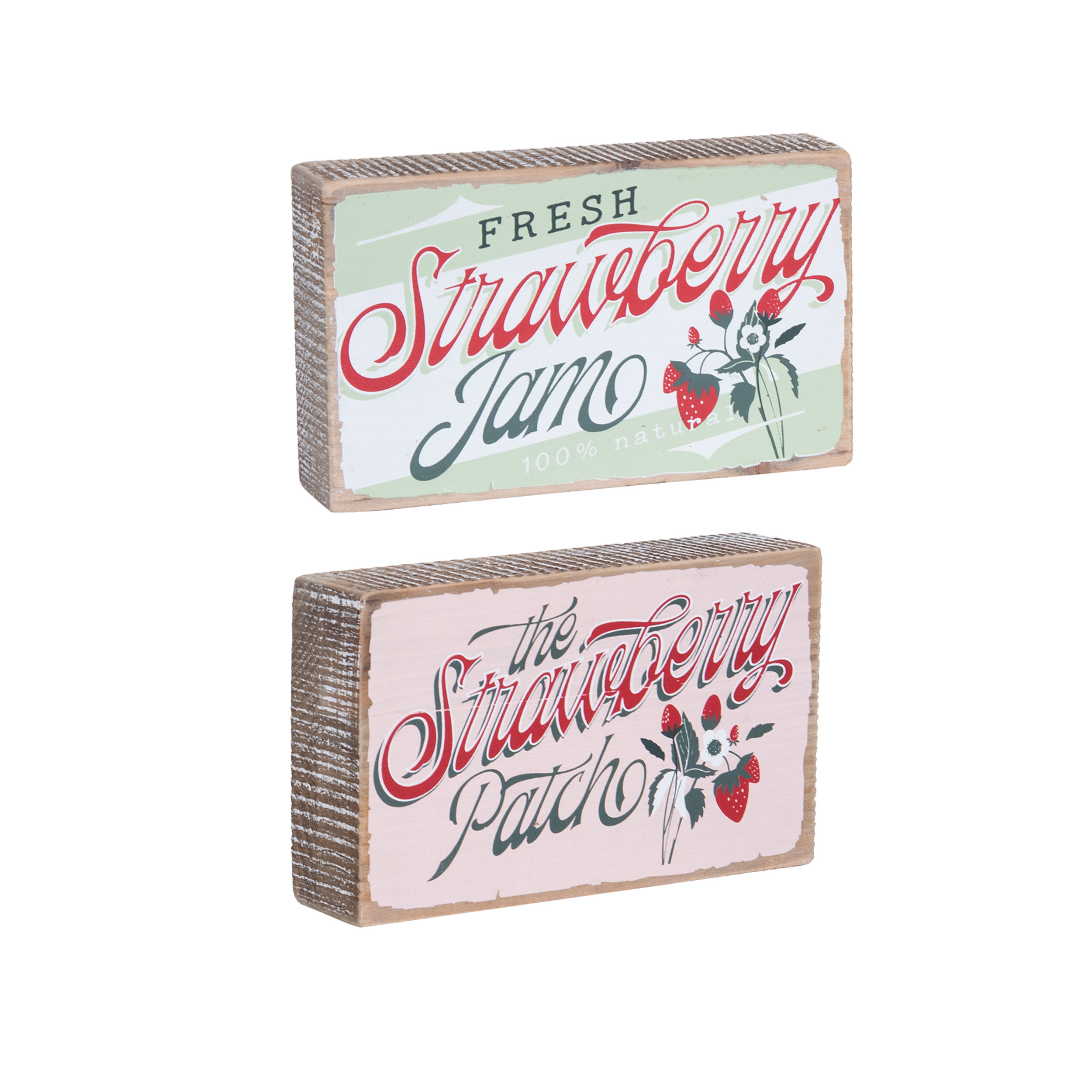 Ophelia & Co. Wood Vintage Berry Block Decor Set of 2 Spring Home ...