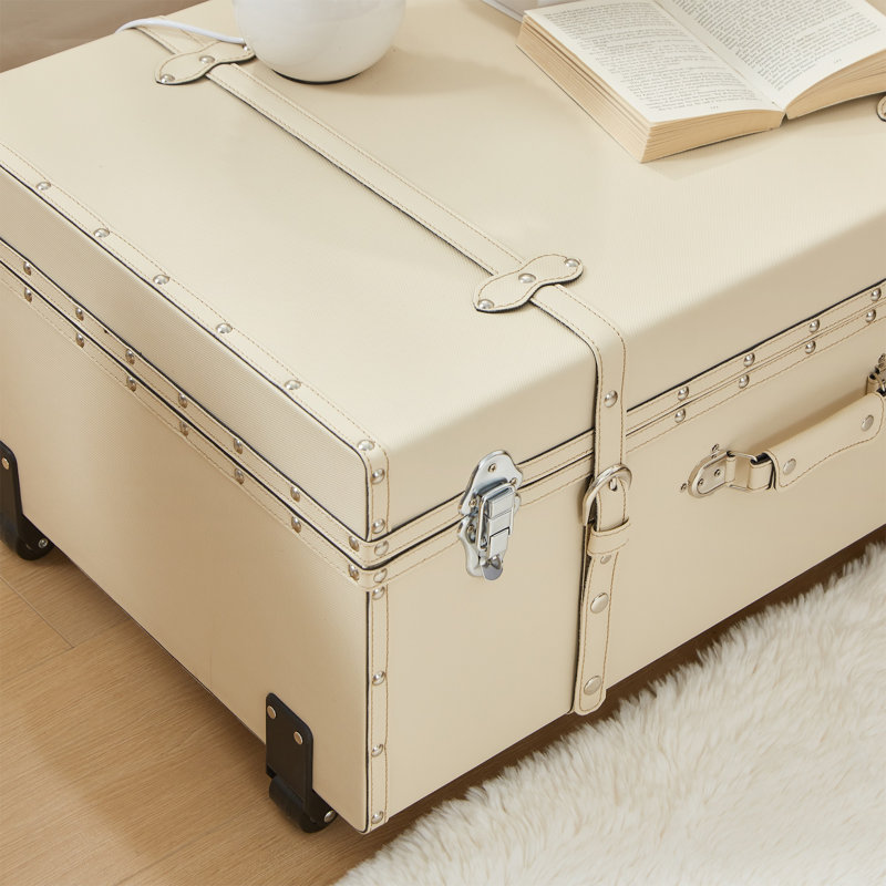 DormCo Texture Wheeled Trunk Footlocker with Storage | Wayfair