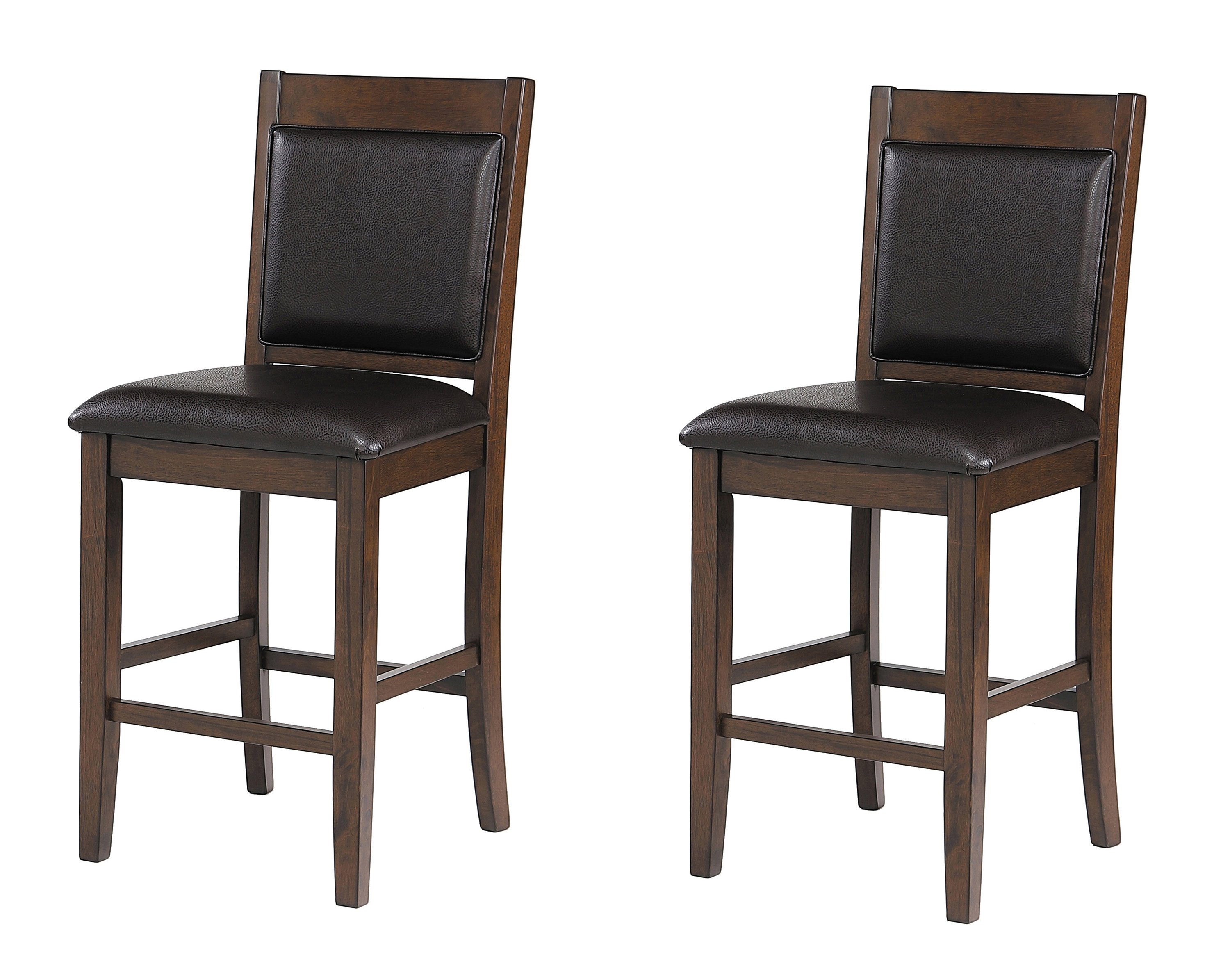 Winston Porter Ferrara Brown And Walnut Upholstered Counter Height ...