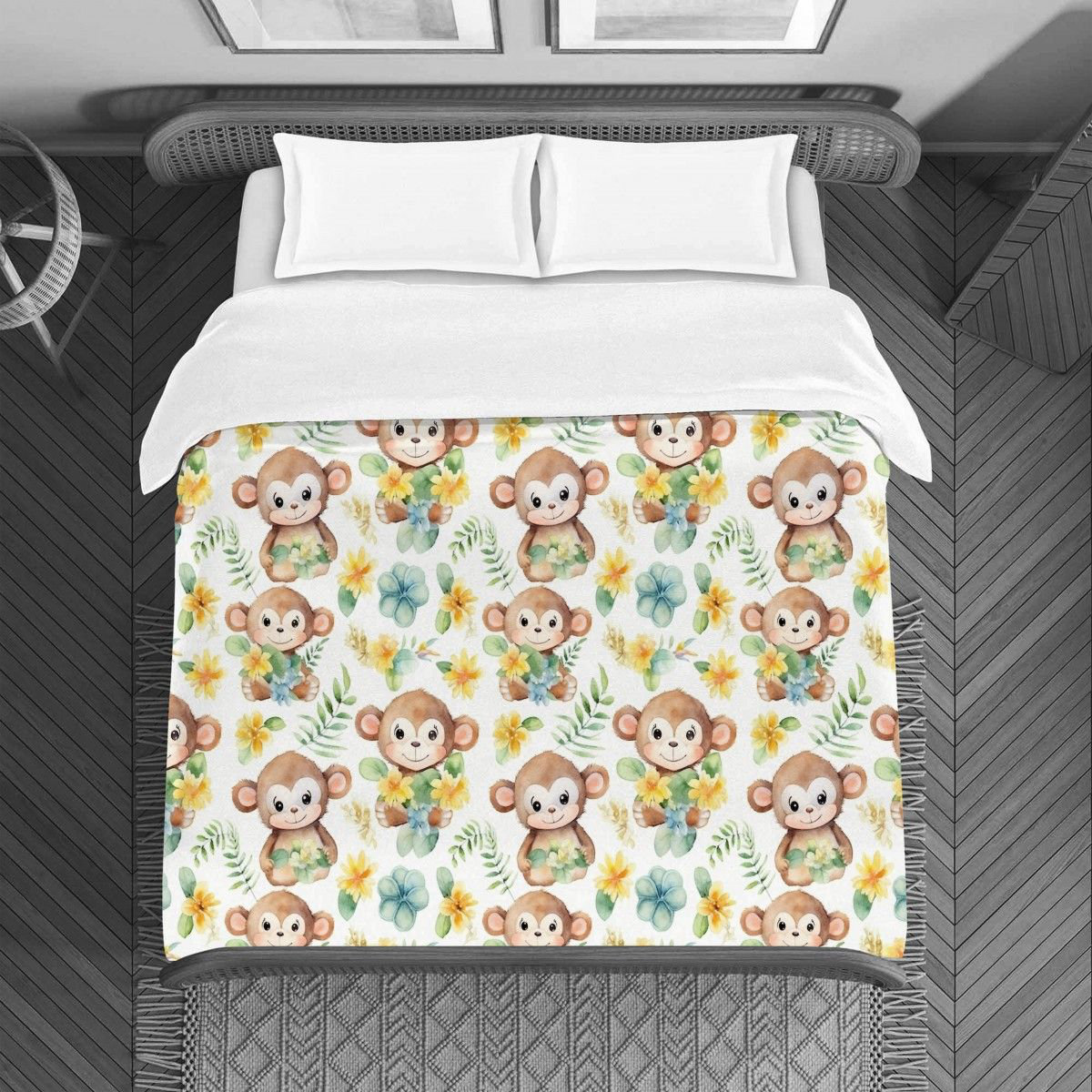 VisionDecor Monkey Bedding Animal Duvet Cover Brown | Wayfair
