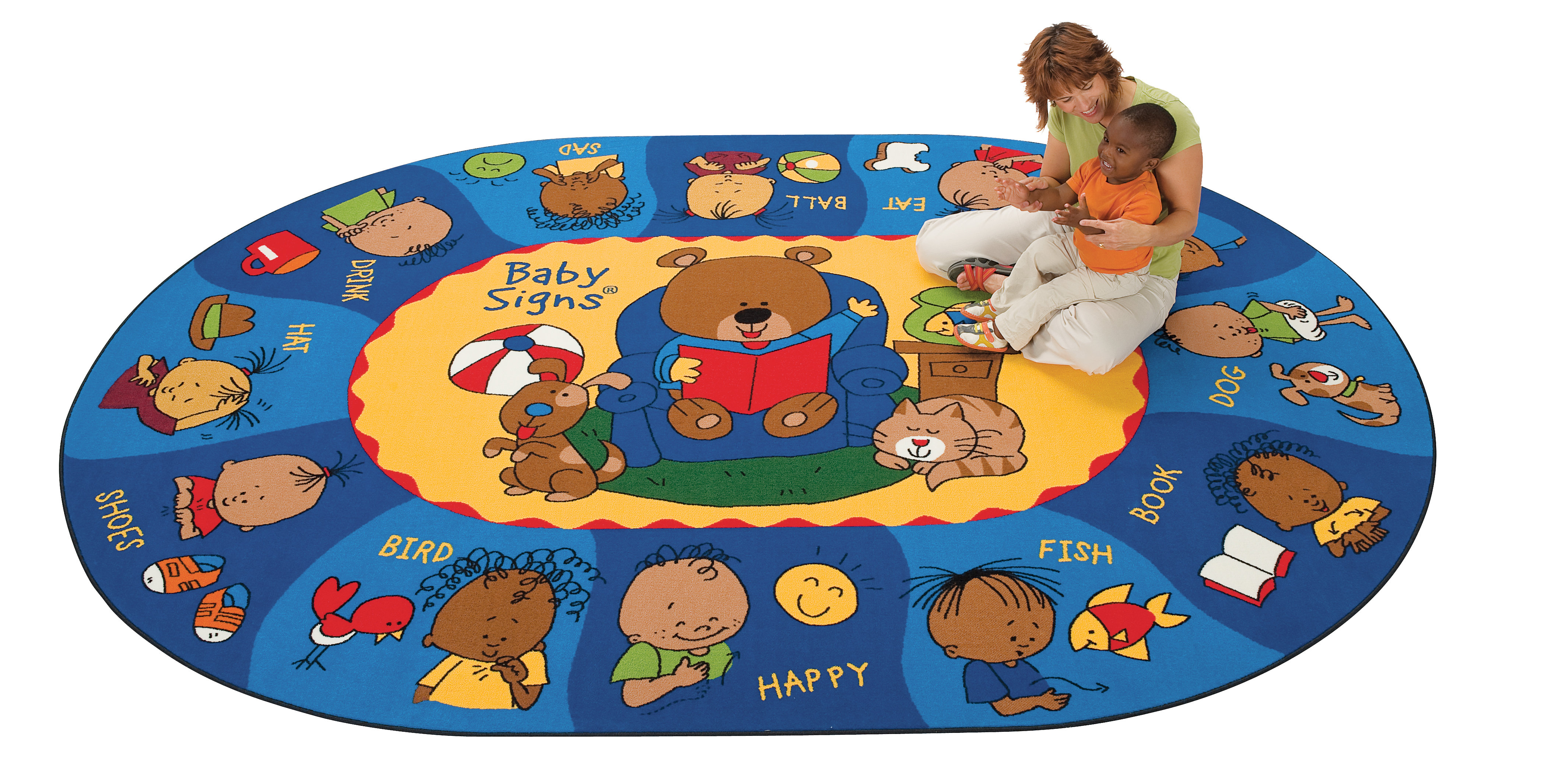 Carpets for Kids Sign, Say, and Play ASL Premium Tufted Blue Area Rug ...