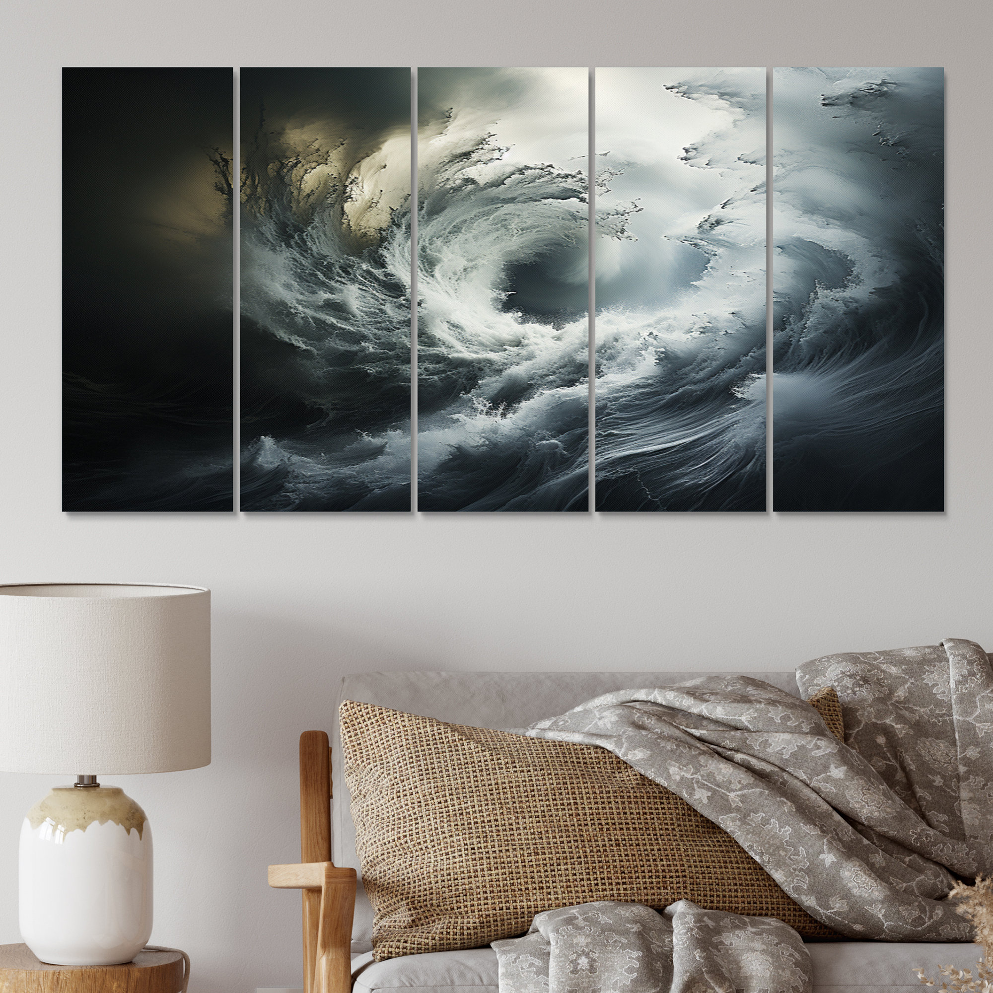 Ebern Designs Grey Abstract Whirlwind Storm II - Landscapes Wall Art ...