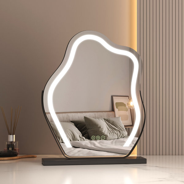 EMKE make-up mirror with lighting, irregular curve, 360° rotatable ...