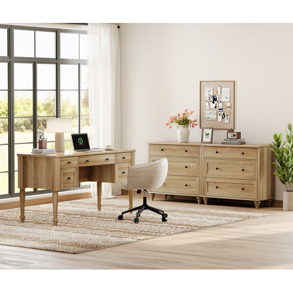 Alcott Hill® Farmhouse Style Desk And Wooden Dresser Combo Set, Mid ...