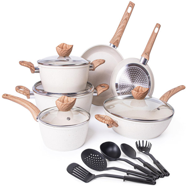 Belfry Kitchen Nonstick Cookware Set - 15 Piece Kitchen Cookware Set ...