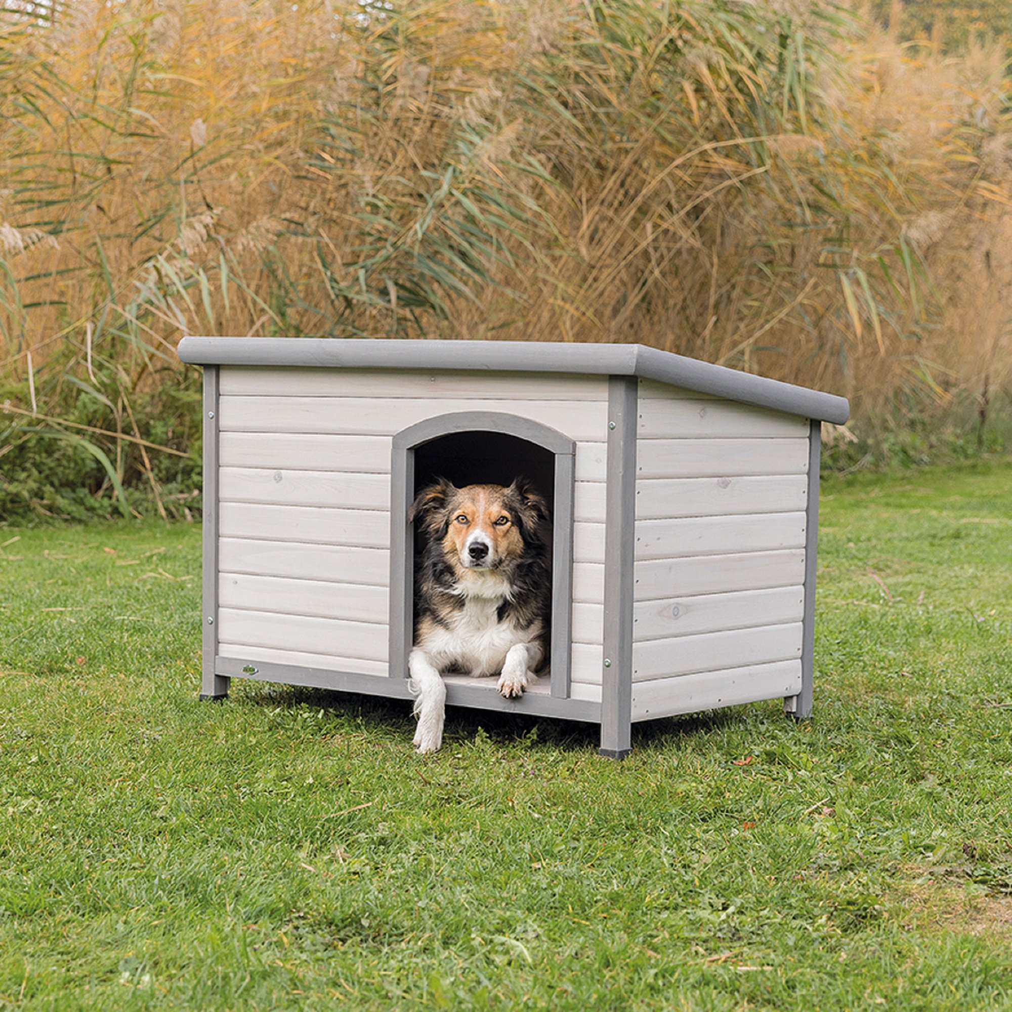 TRIXIE natura Classic Dog House, Flat Hinged Roof, Adjustable Legs ...