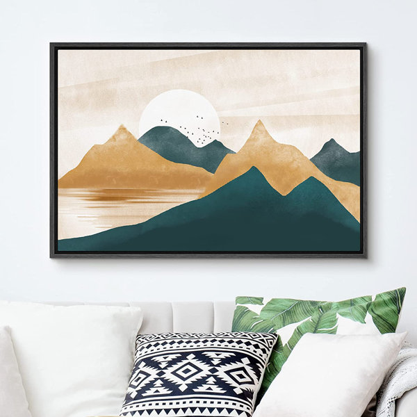 IDEA4WALL Sun Mountain Landscape " IDEA4WALL Framed Canvas Print Wall ...