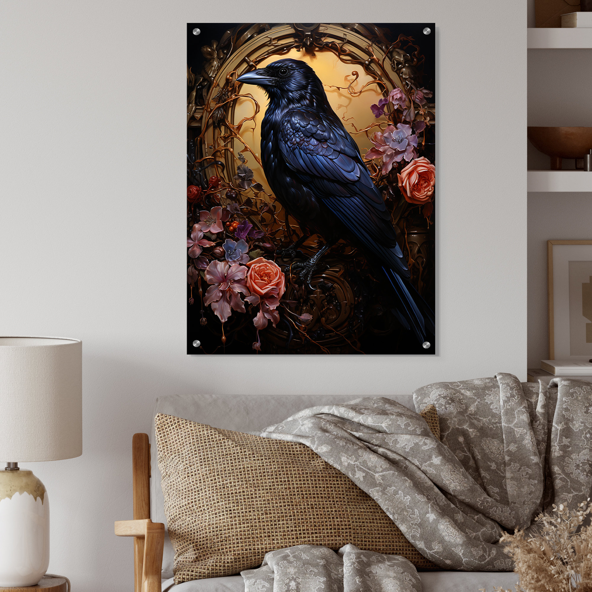 Lark Manor™ Crow Opulent Oath - Crow Acrylic Wall Art For Kitchen | Wayfair